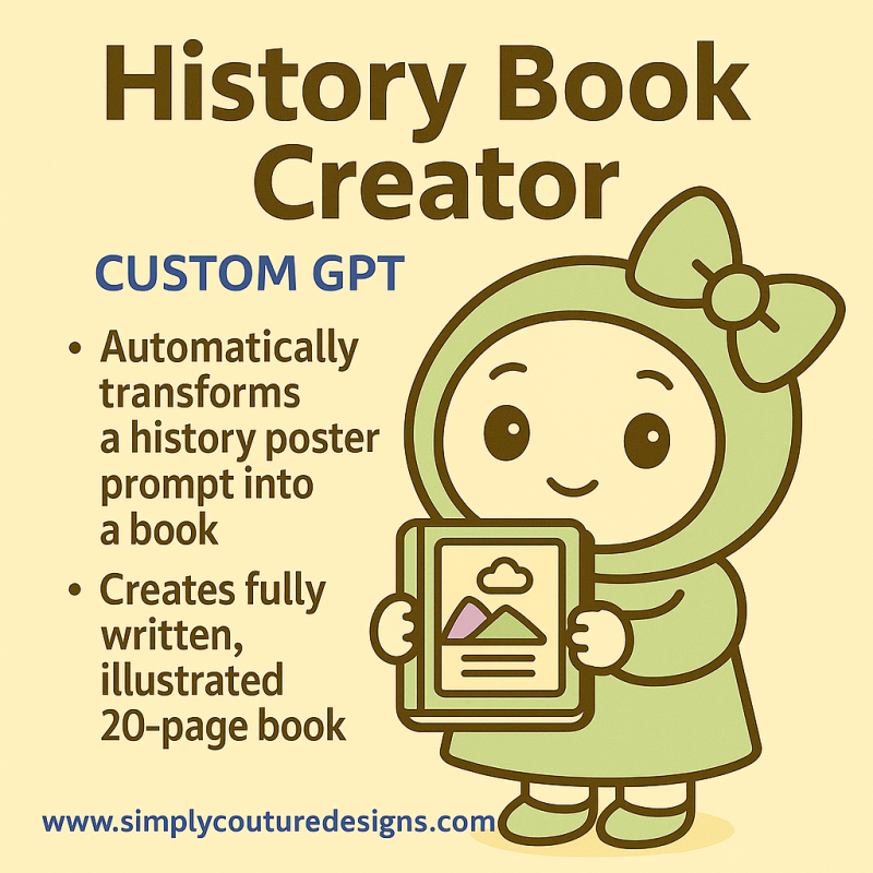 History Book Creator Custom GPT : Simply Couture PLR